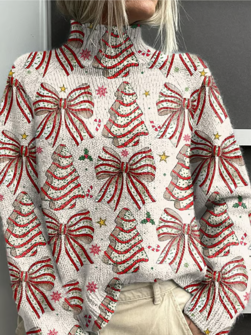 Verity™ | Bow-Print Christmas Sweater – Still Bloom